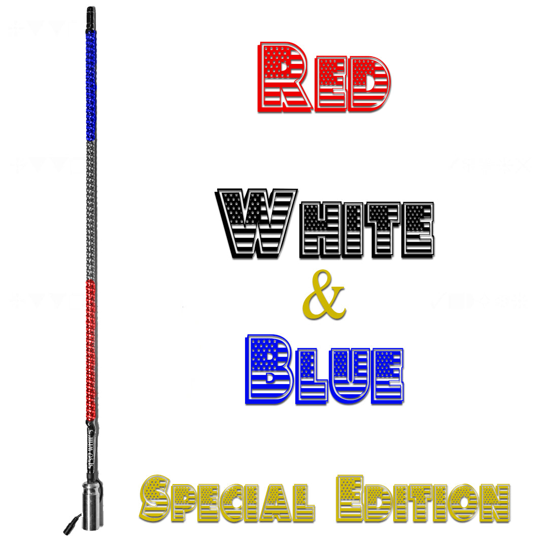 Hyper Red White Blue Whip-Red, White, & Blue Hyper Whip-LTW Motorsports